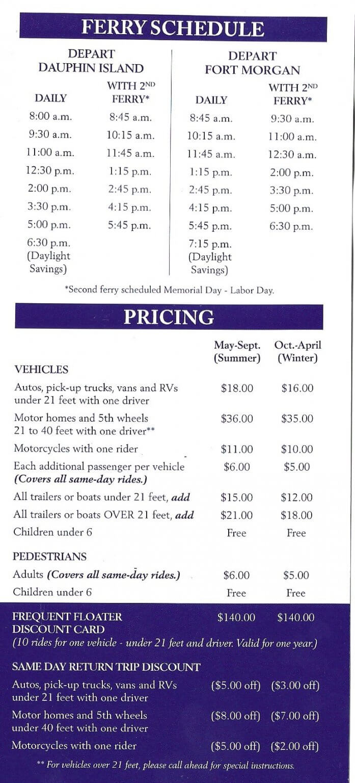 How to Take the Mobile Bay Ferry from Dauphin Island to Fort Morgan ...